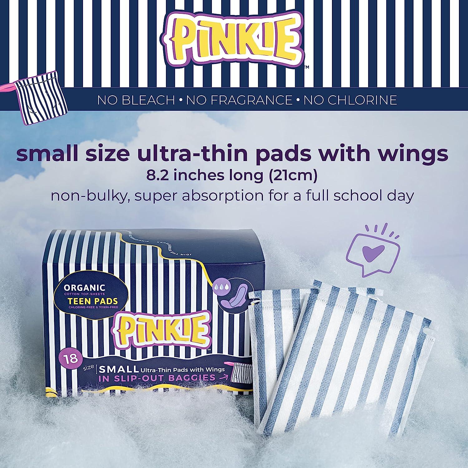 Pinkie Organic Cotton Tween & Teen Period Pads - Small Size with Wings ...