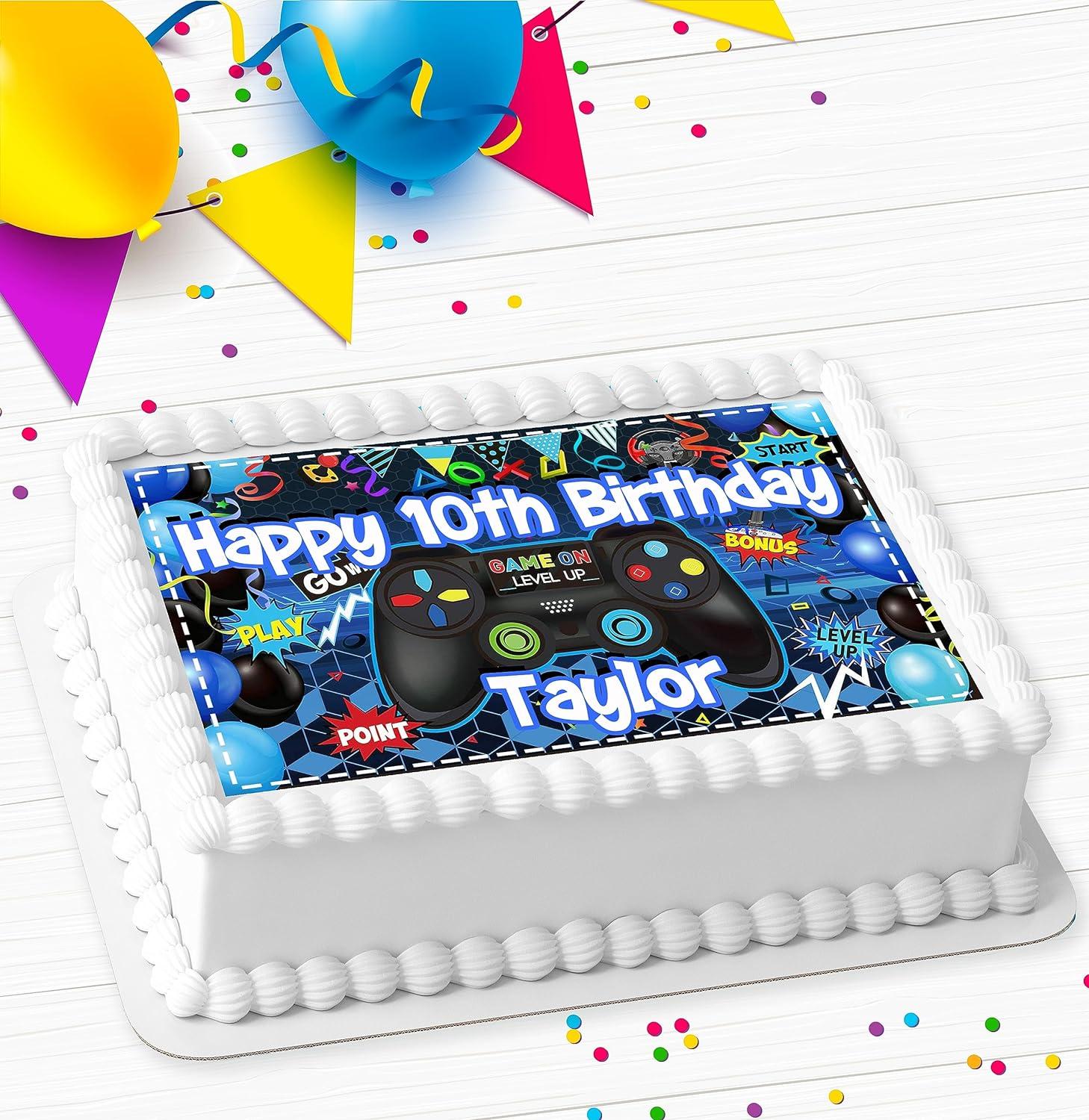 GAMING PARTY PERSONALISED BIRTHDAY ICING EDIBLE COSTCO CAKE TOPPER R1 ...