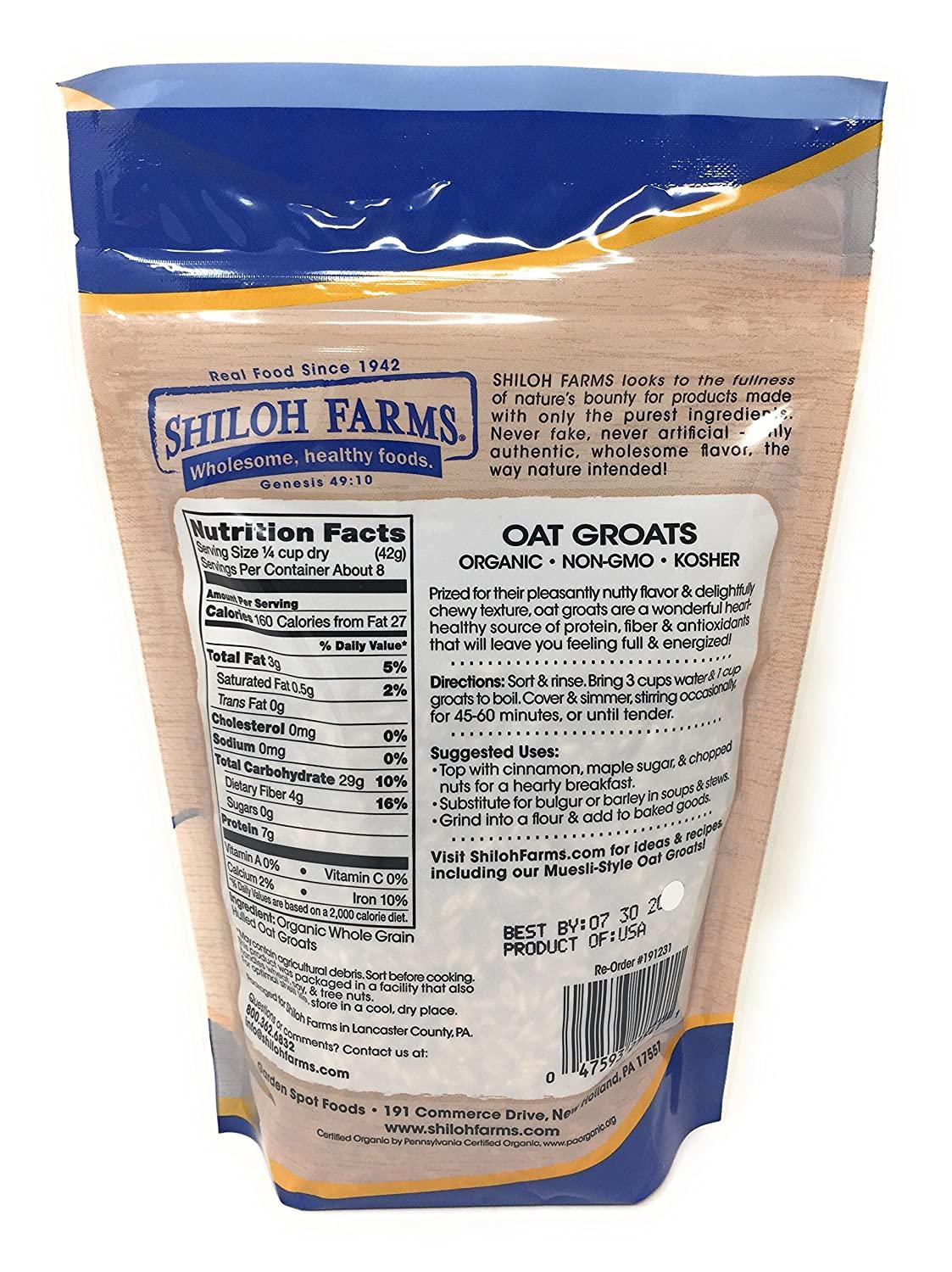 Shiloh Farms Organic Oat Groats - 24 oz. Set of 2 Bags, Rich in Fiber ...