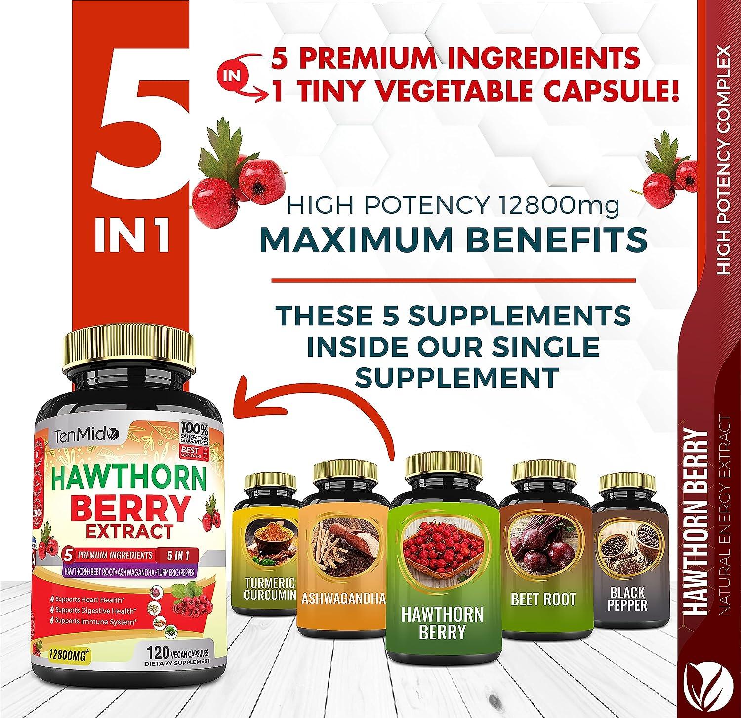 Hawthorn Berry Supplement Extract Capsules 12800mg - 4 Month Supply ...