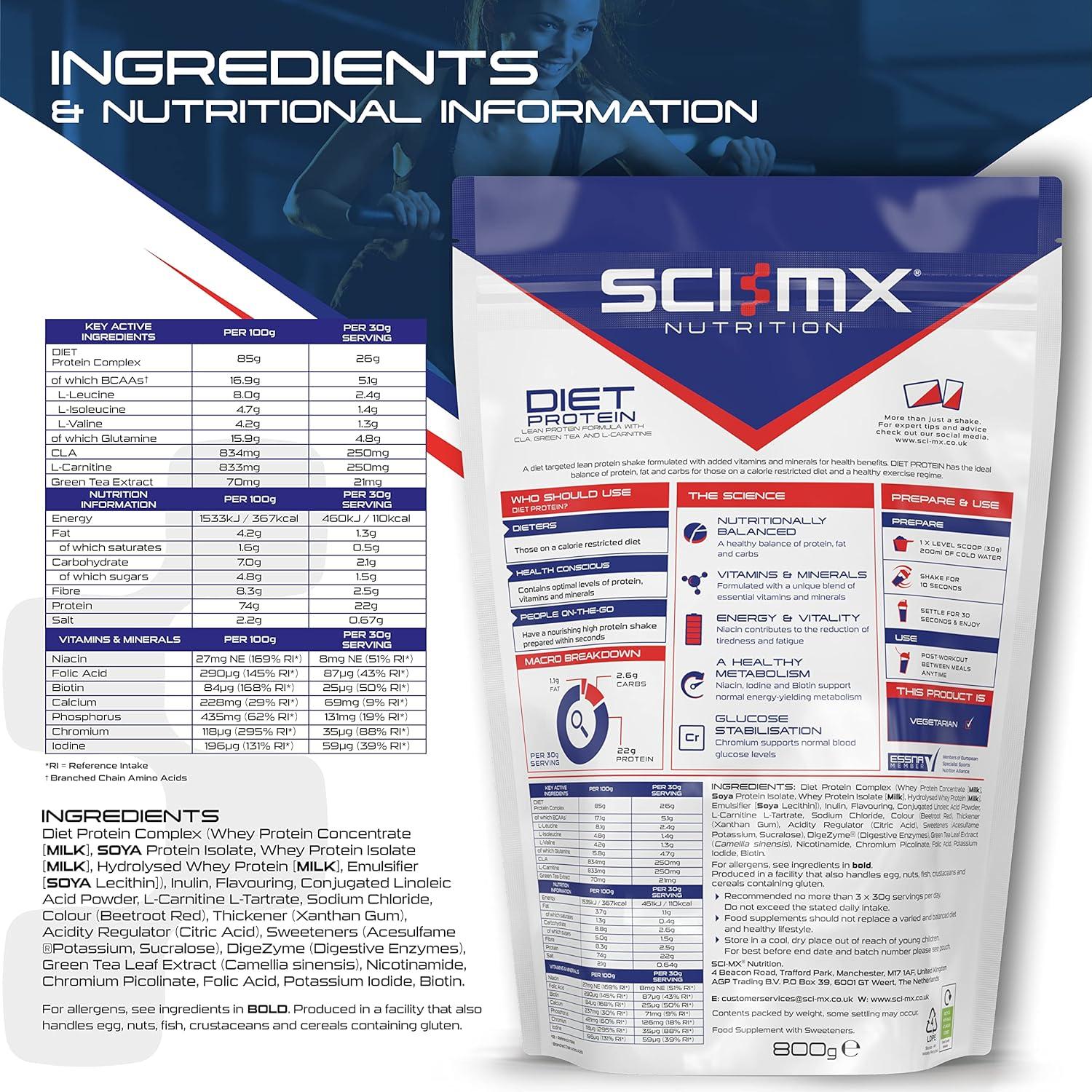 SCI-MX Diet Protein High Protein Low Sugar Low Fat Lean Protein Formula ...