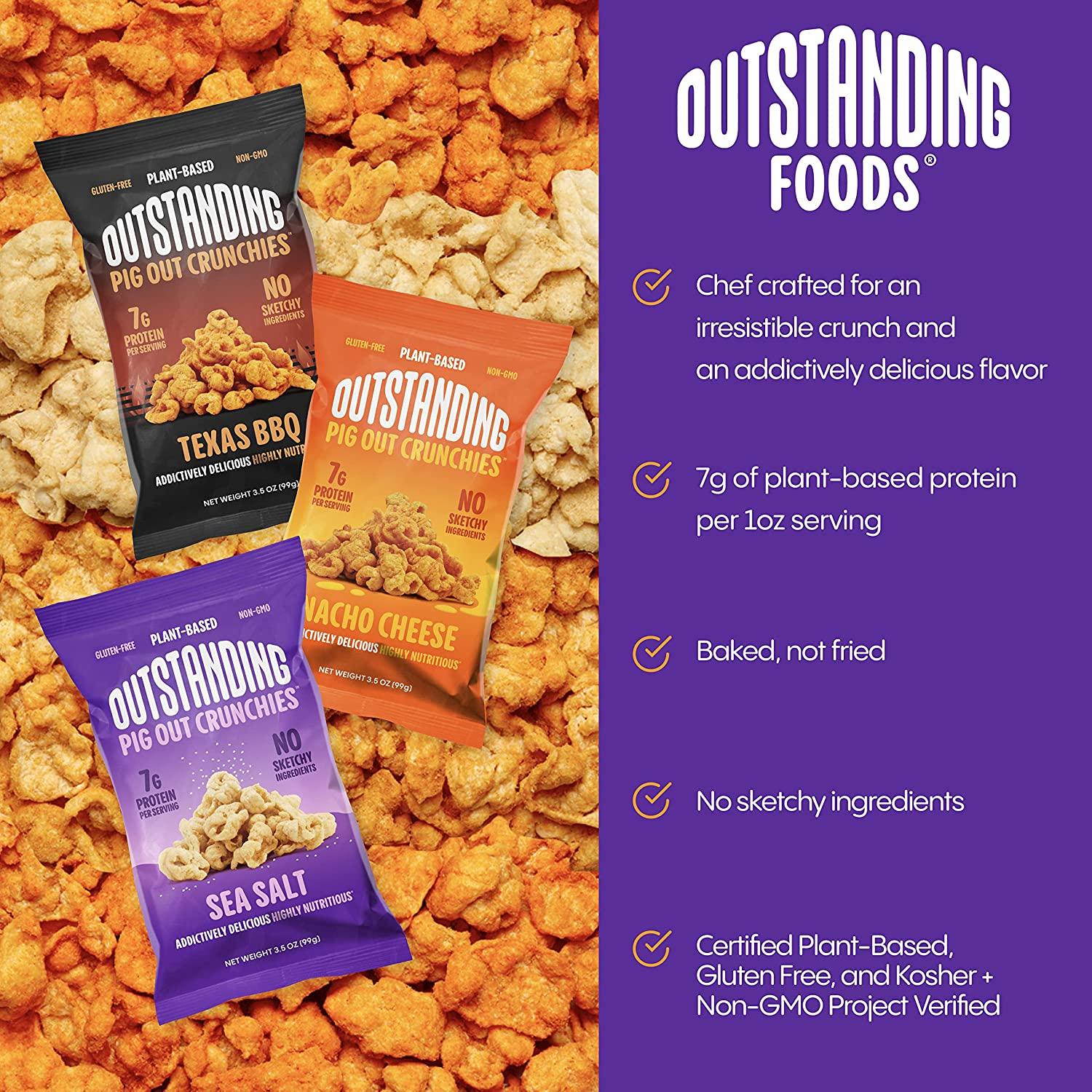 Outstanding Foods Pig Out Crunchies Variety Pack - Plant-Based Protein ...