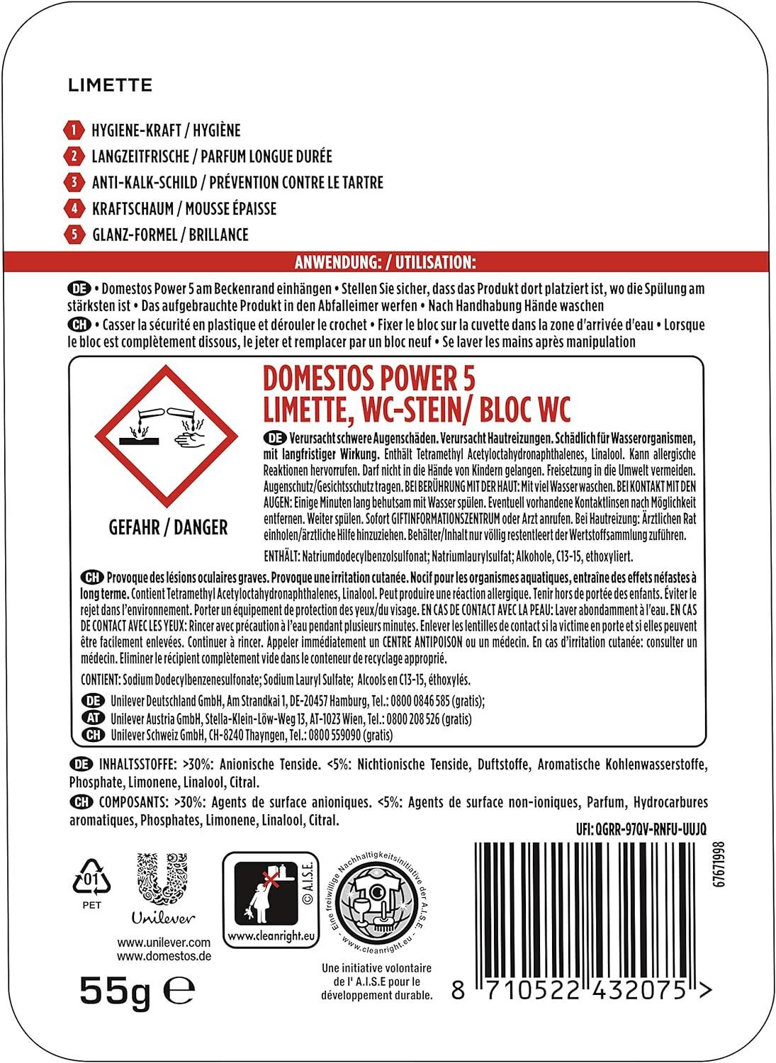 Domestos Power Toilet Rim Block Lime Improved formula | Buy Now with ...