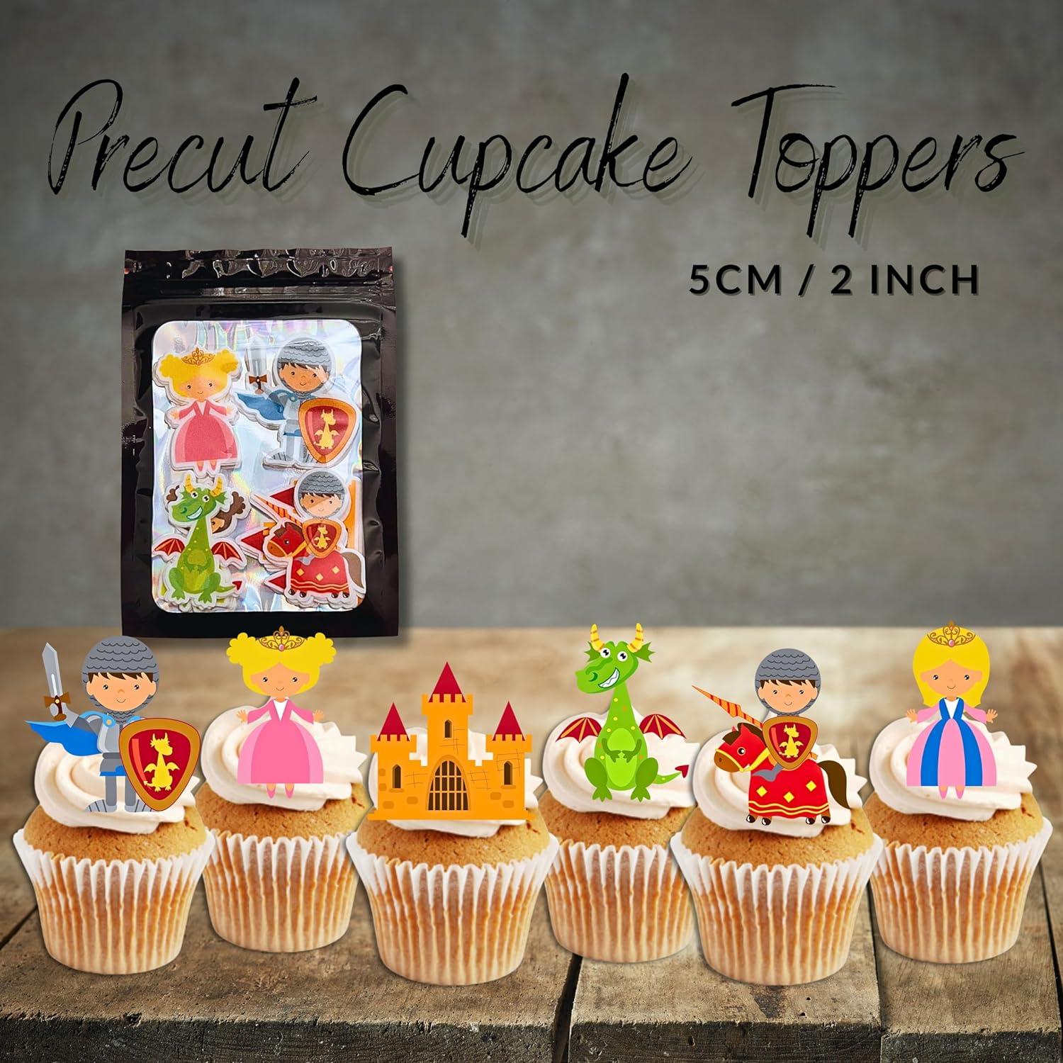 Knights & Dragons Edible Cupcake Toppers - Stand Up Wafer Decorations ...