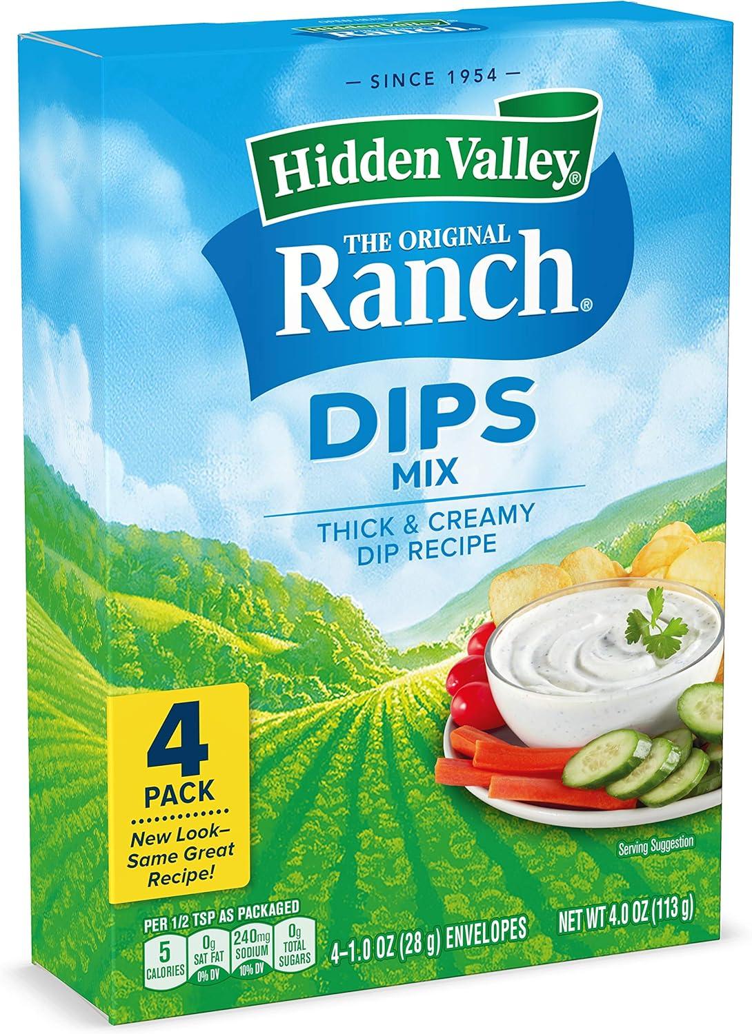 Hidden Valley Ranch Dips Mix - 4 Envelopes (113g) | Original Recipe ...