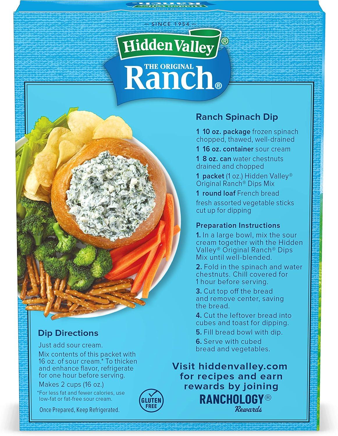 Hidden Valley Ranch Dips Mix - 4 Envelopes (113g) | Original Recipe ...