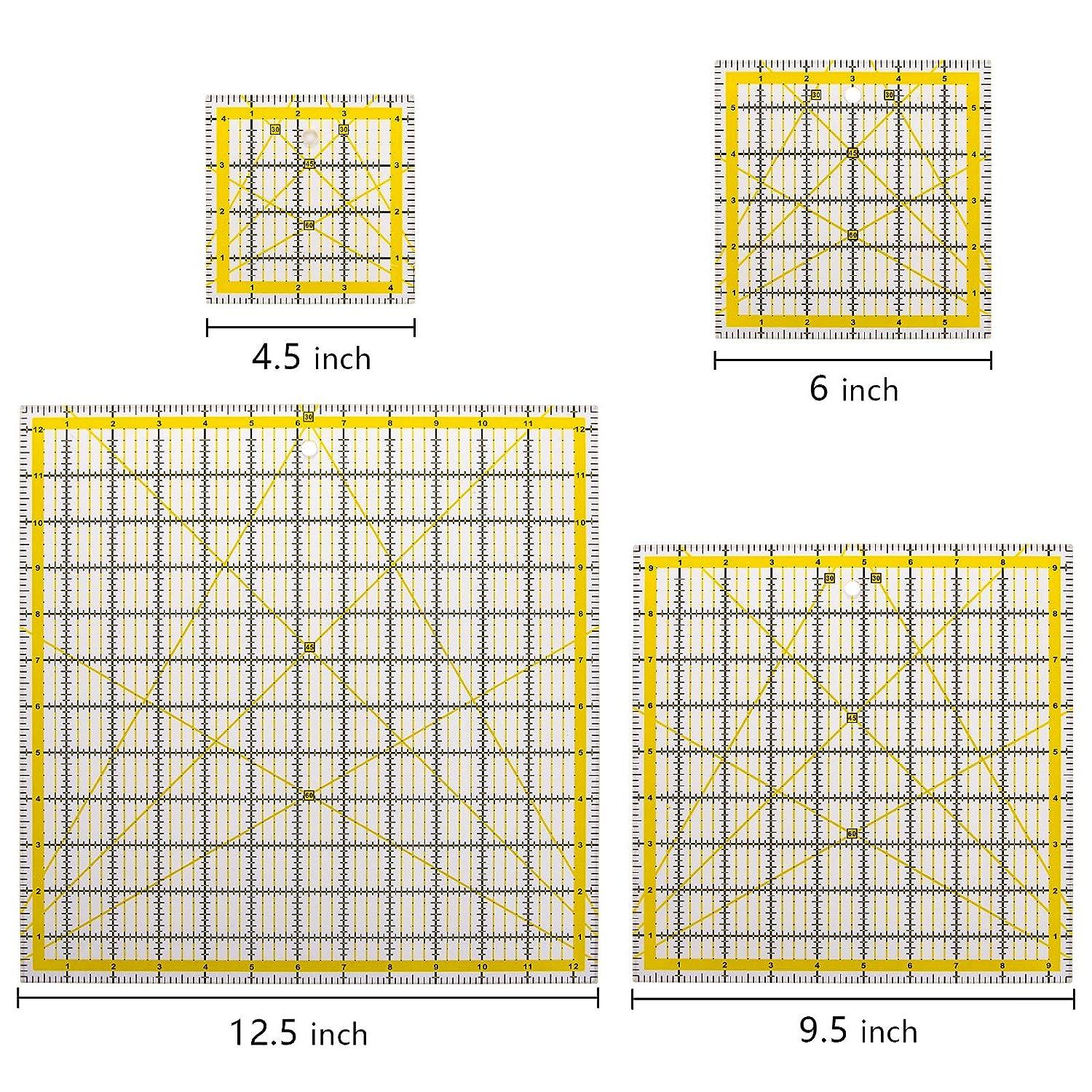 Suwimut Set of 6 Acrylic Quilting Ruler - Transparent Square Quilter ...