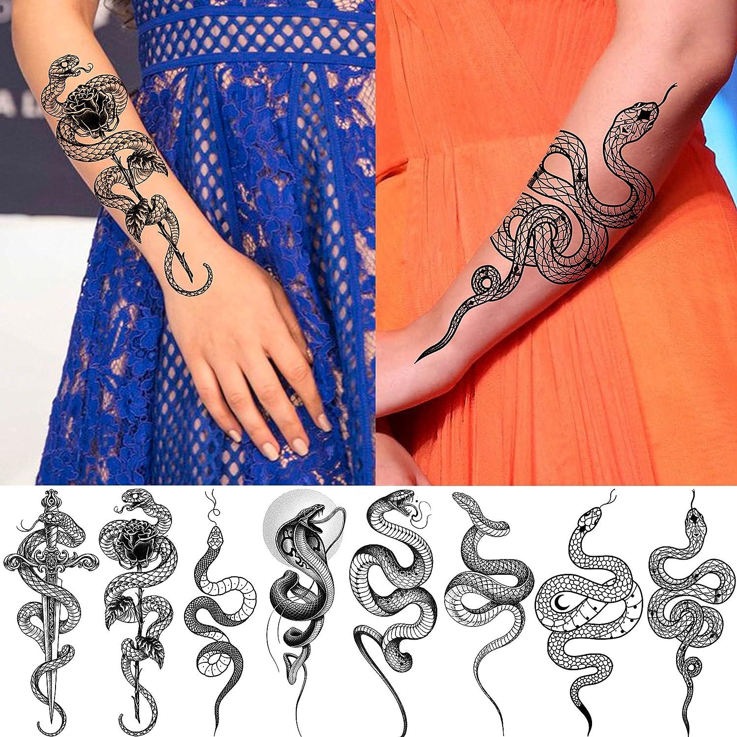 Realistic Snake Temporary Tattoos - Set of 10 | 3D Tribal Cobra Mamba ...