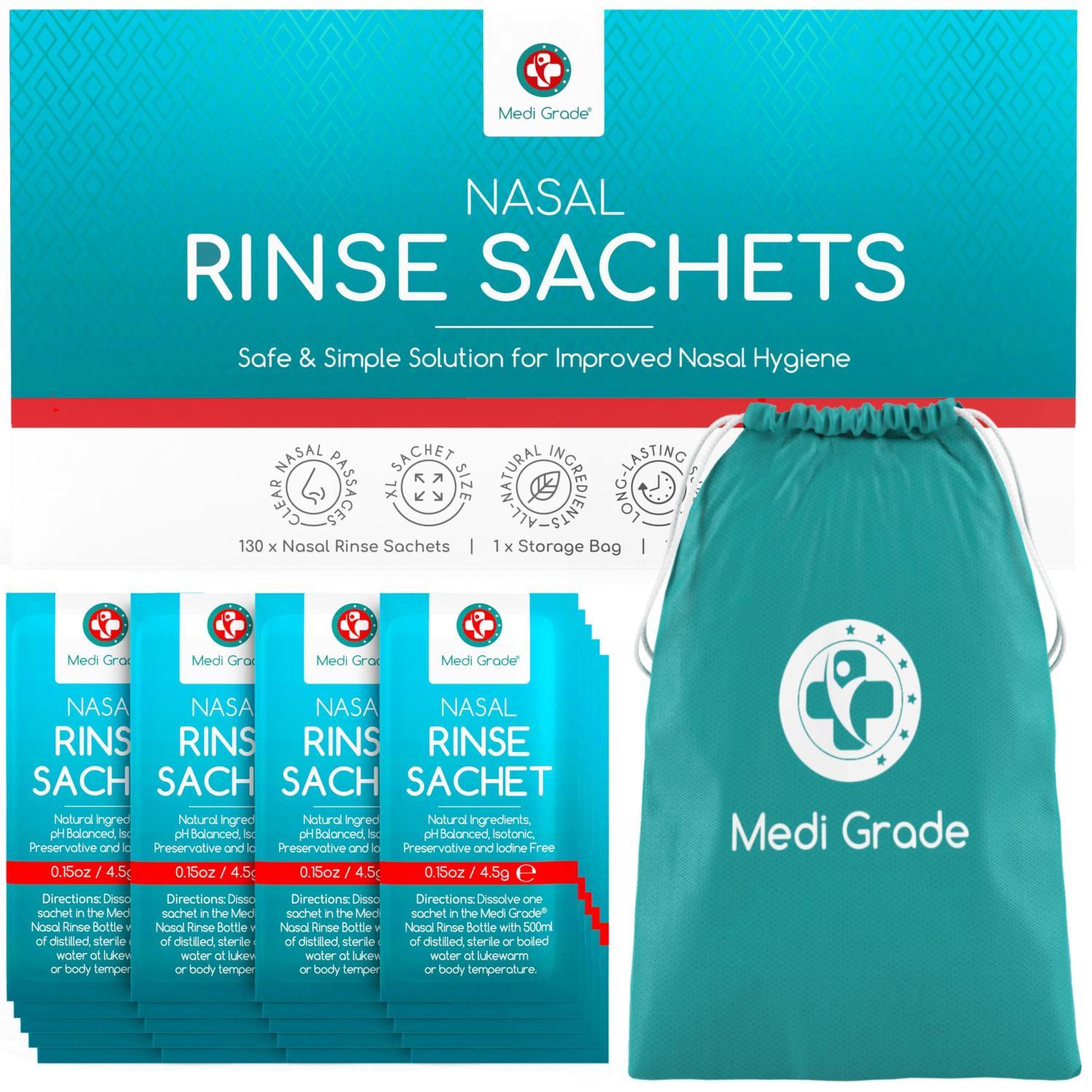 Medi Grade Saline Nasal Rinse Salt Sachets - 130 Sachets x 4.5g ...