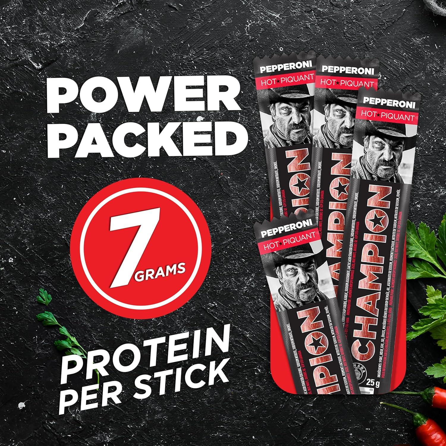 Champion Pepperoni Sticks Individually Wrapped Hot and Spicy Pepperoni ...