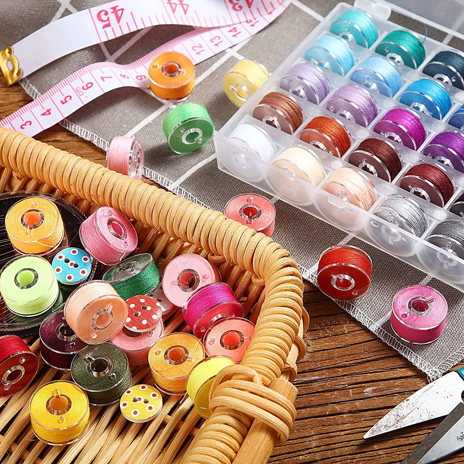 Prewound Thread Bobbins with Bobbin Box - 50 Assorted Colors for ...