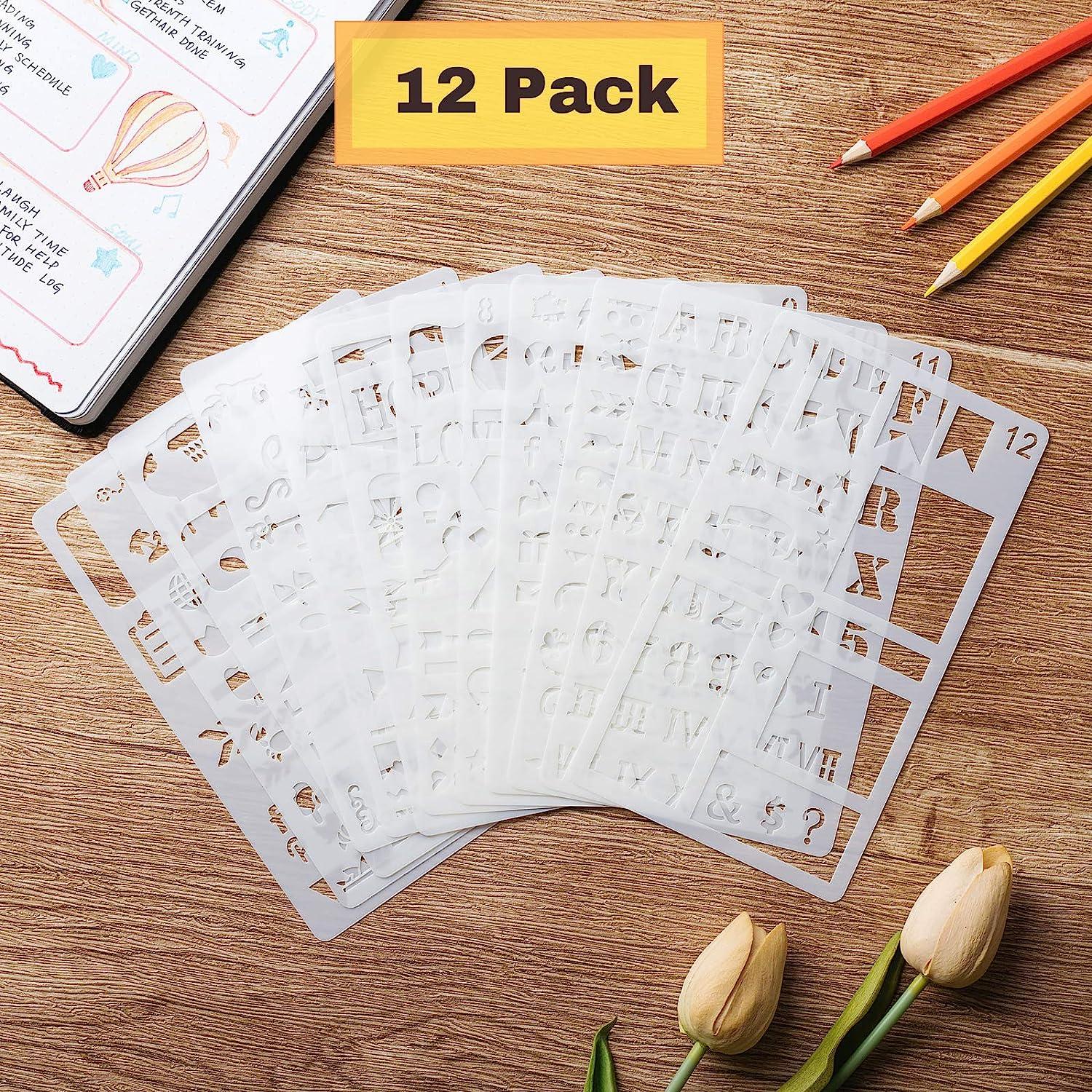Mr. Pen- Journaling Stencil 12 Pack Stencils 4x7 Inch Bullet Journaling ...