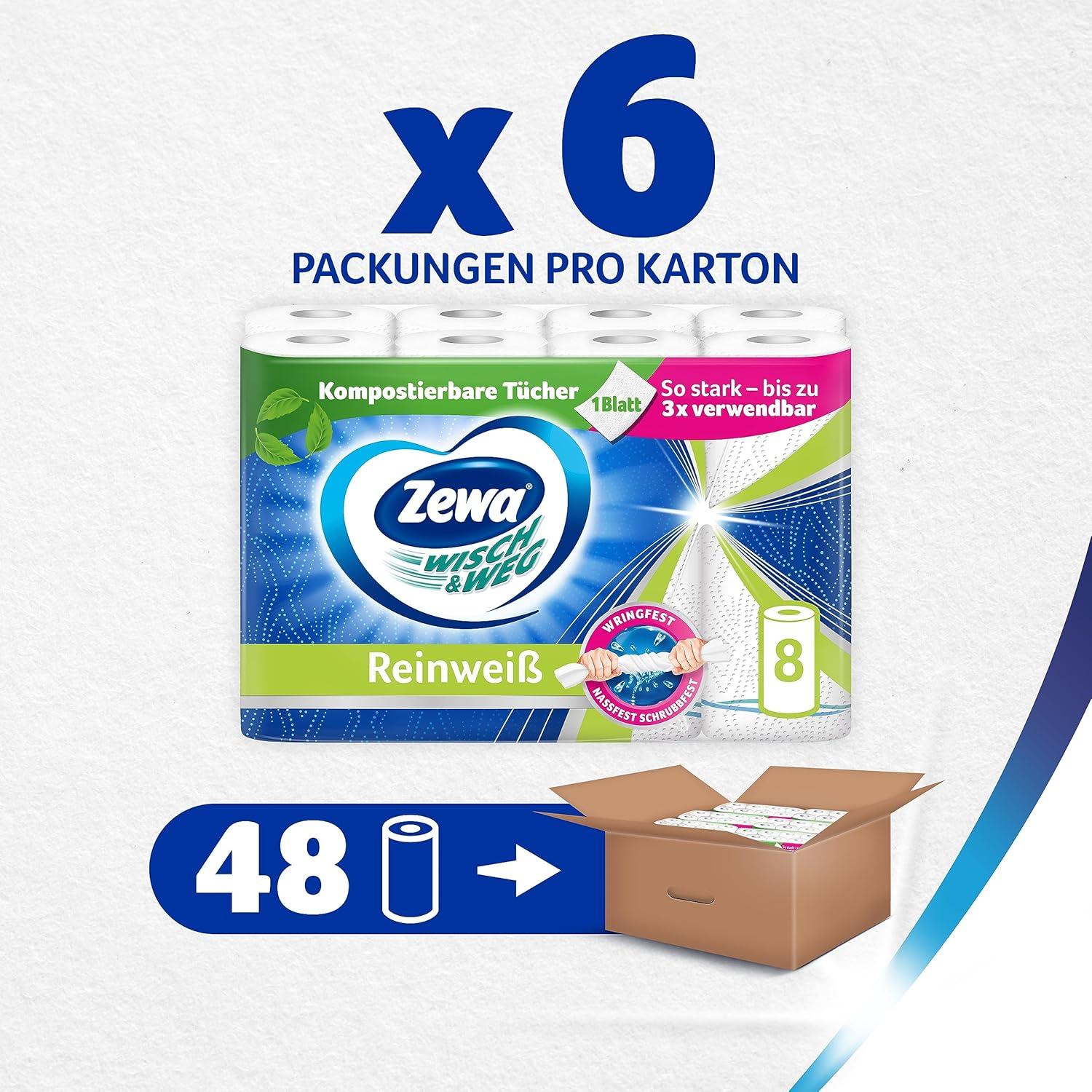 Zewa WischundWeg Pure White Kitchen Roll with Power-X Structure - 48 ...