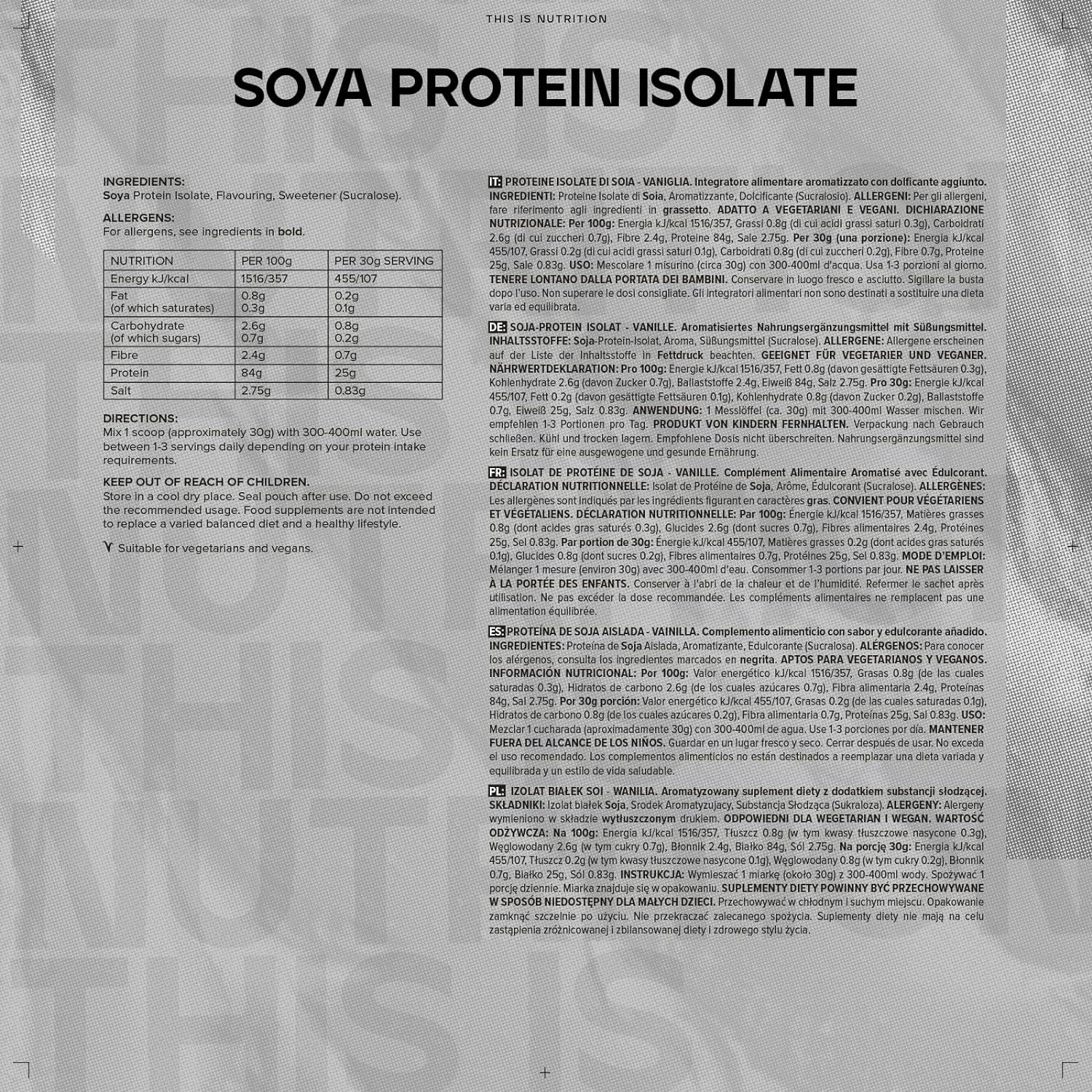 Bulk Soya Protein Isolate Powder Vegan Protein Shake Vanilla 1 kg ...