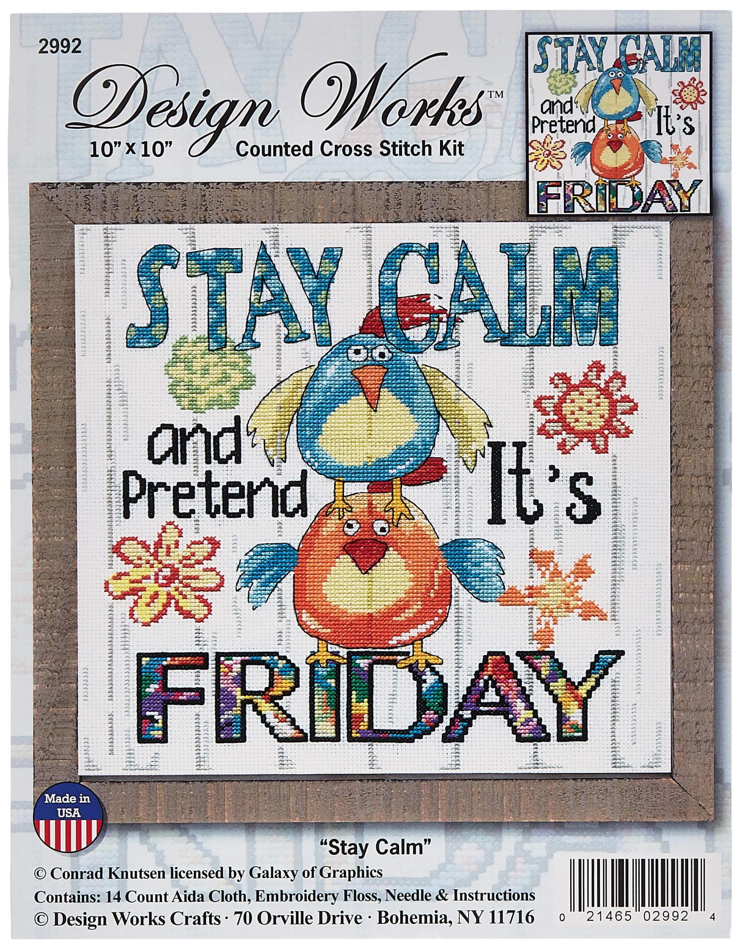 Stay Calm Counted Cross Stitch Kit | Design Works Crafts | 10 x 10 ...