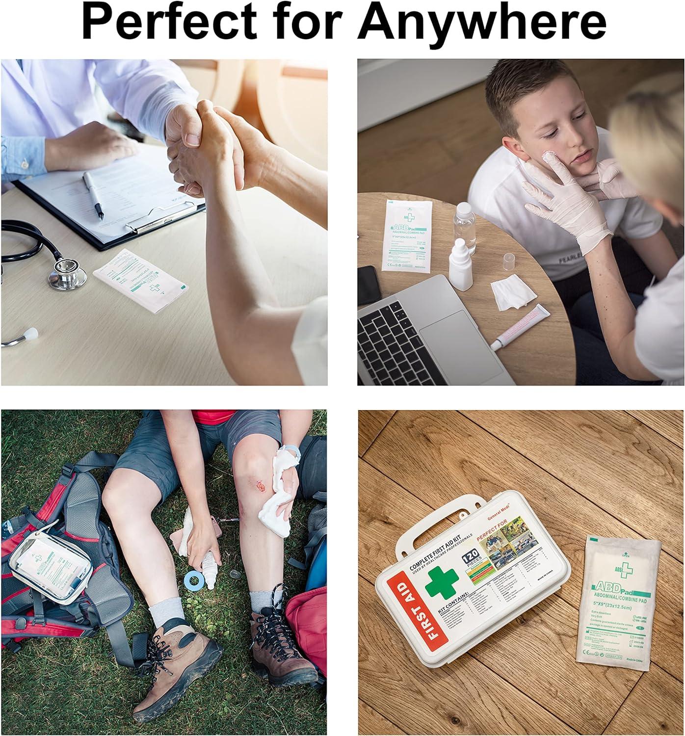 Sterile ABD Combine Pads - 25 Count, 5x9 Individually Wrapped ...