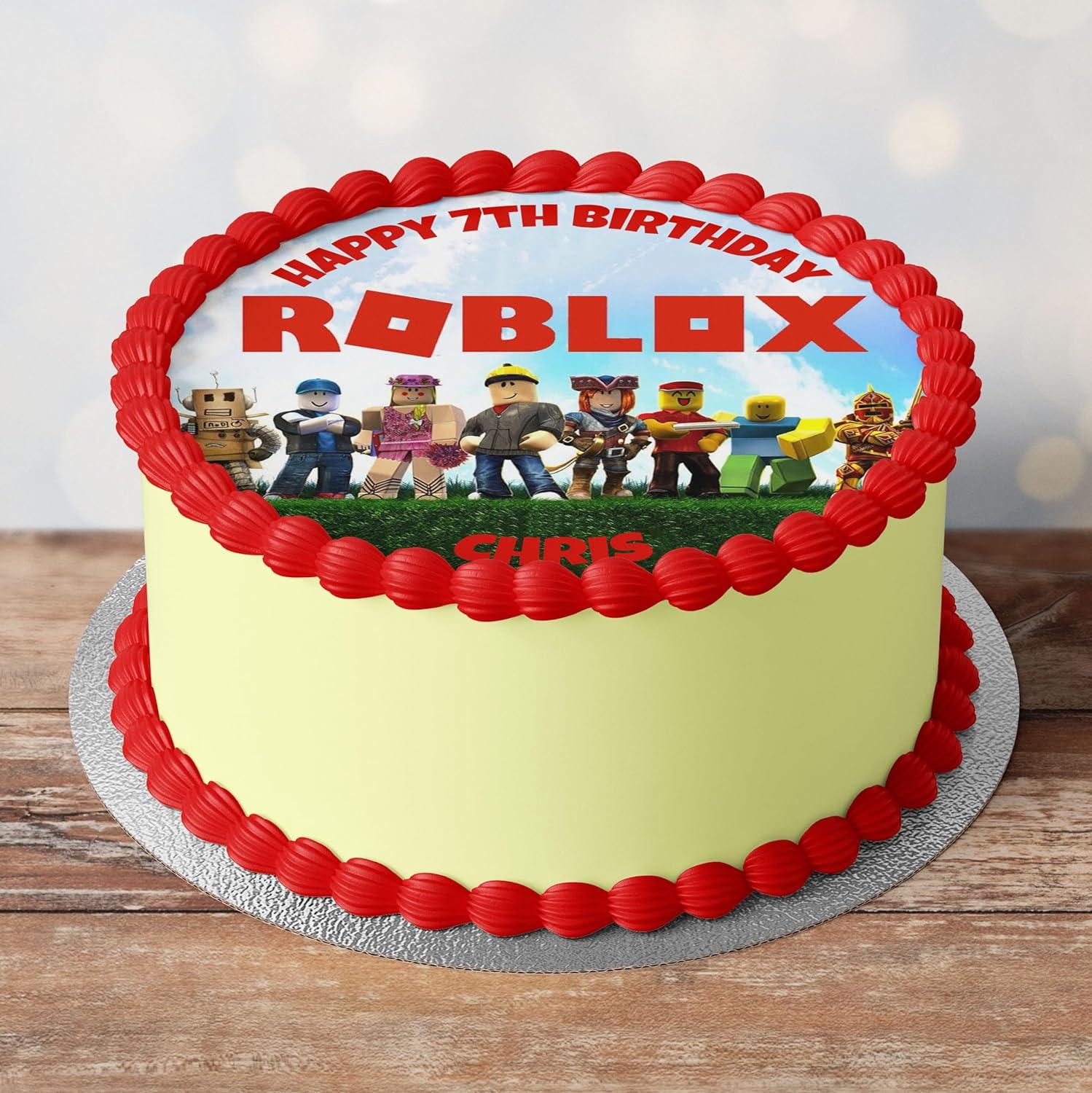 Roblox Themed Personalised PRECUT Cake Topper 8 Inch Round Edible Icing ...