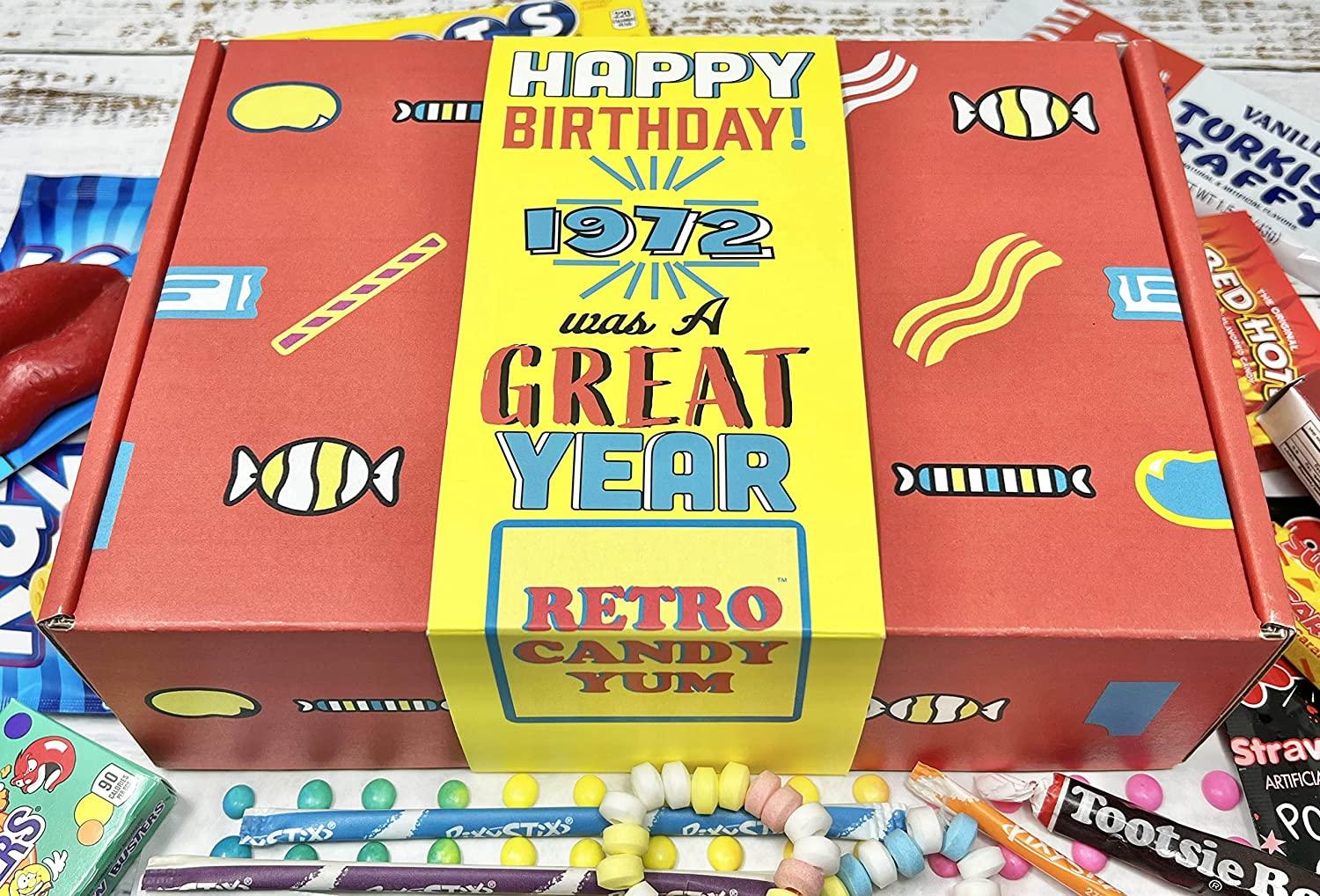 Retro Candy Yum 1972: 50th Birthday Gift Box for 70s Candy Mix - Ideal ...