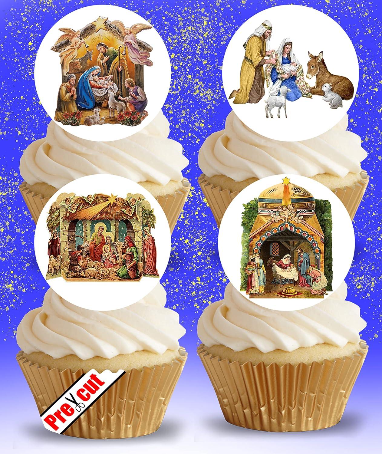 24 x Edible Stand up Christmas Nativity Scene Mix XX. Pre-Cut Wafer ...