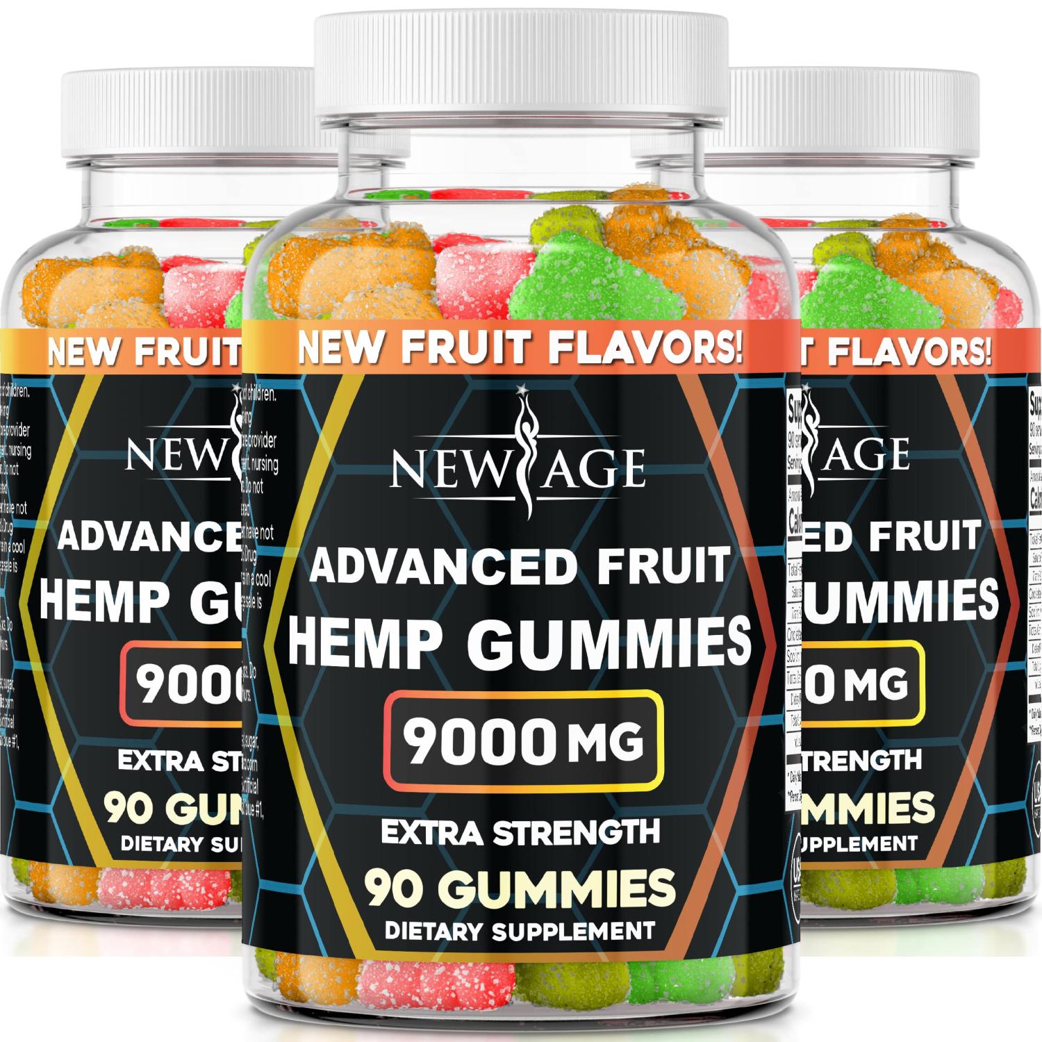 New Age Naturals 9000mg Hemp Gummies 3-Pack - Fruit Flavored Infused ...