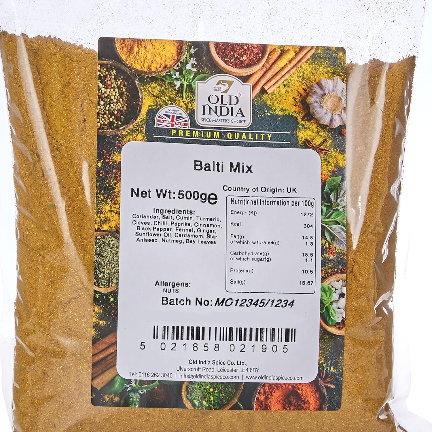 Old India Balti Mix 500g - Authentic Spice Blend for Balti Dishes | Buy ...