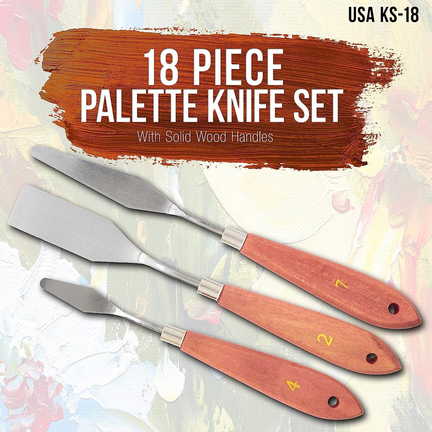 U.S. Art Supply 18-Piece Stainless Steel Palette Knife Set - Artist Painting Knives for Color ...