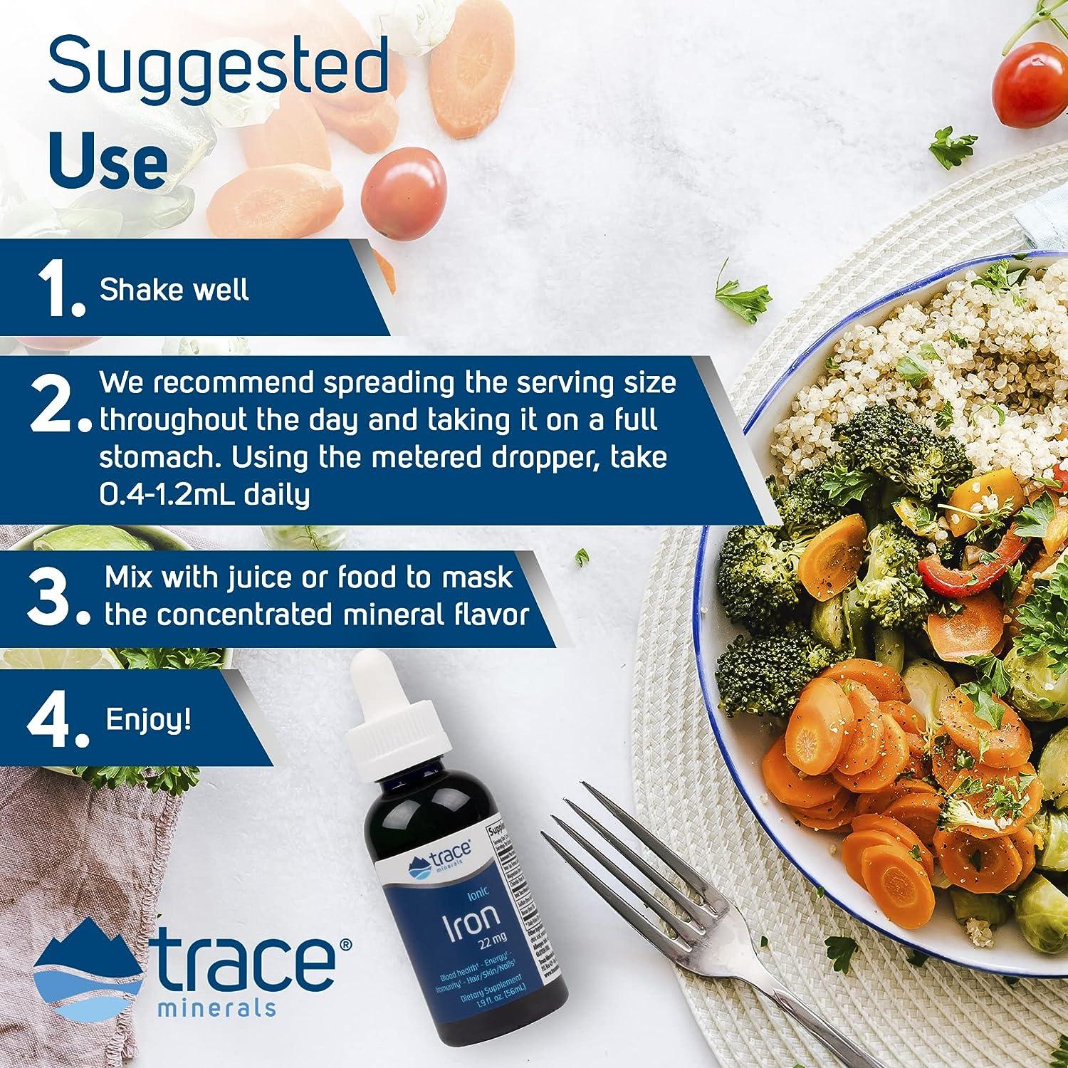 Liquid Ionic Iron Dietary Supplement Drops | 22mg Iron | Cognitive ...