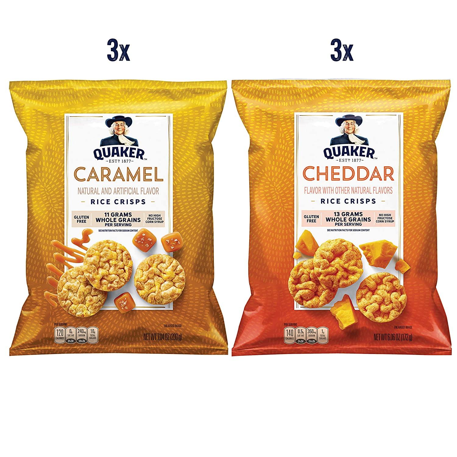 Quaker Rice Crisps Cheddar & Caramel Variety Pack - 6 Count (6.06 & 7. ...