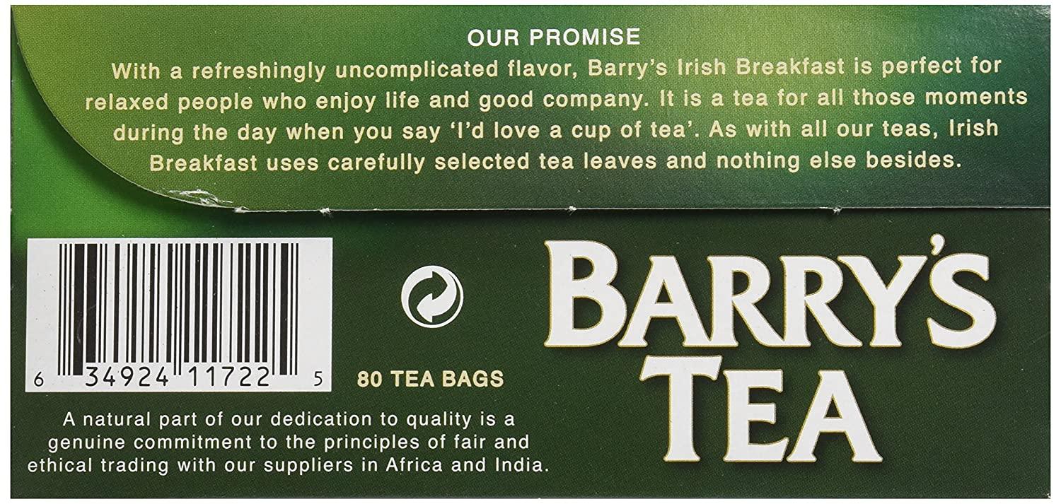 Barrys Tea Irish Breakfast Tea Bags - 80 Count Pack | Buy Now with ...
