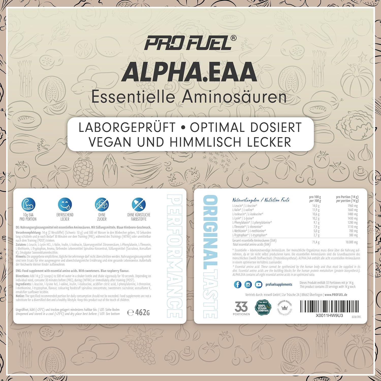 Alpha EAA Powder 462g - Vegan Blue Raspberry Amino Acid Drink | All 8 ...