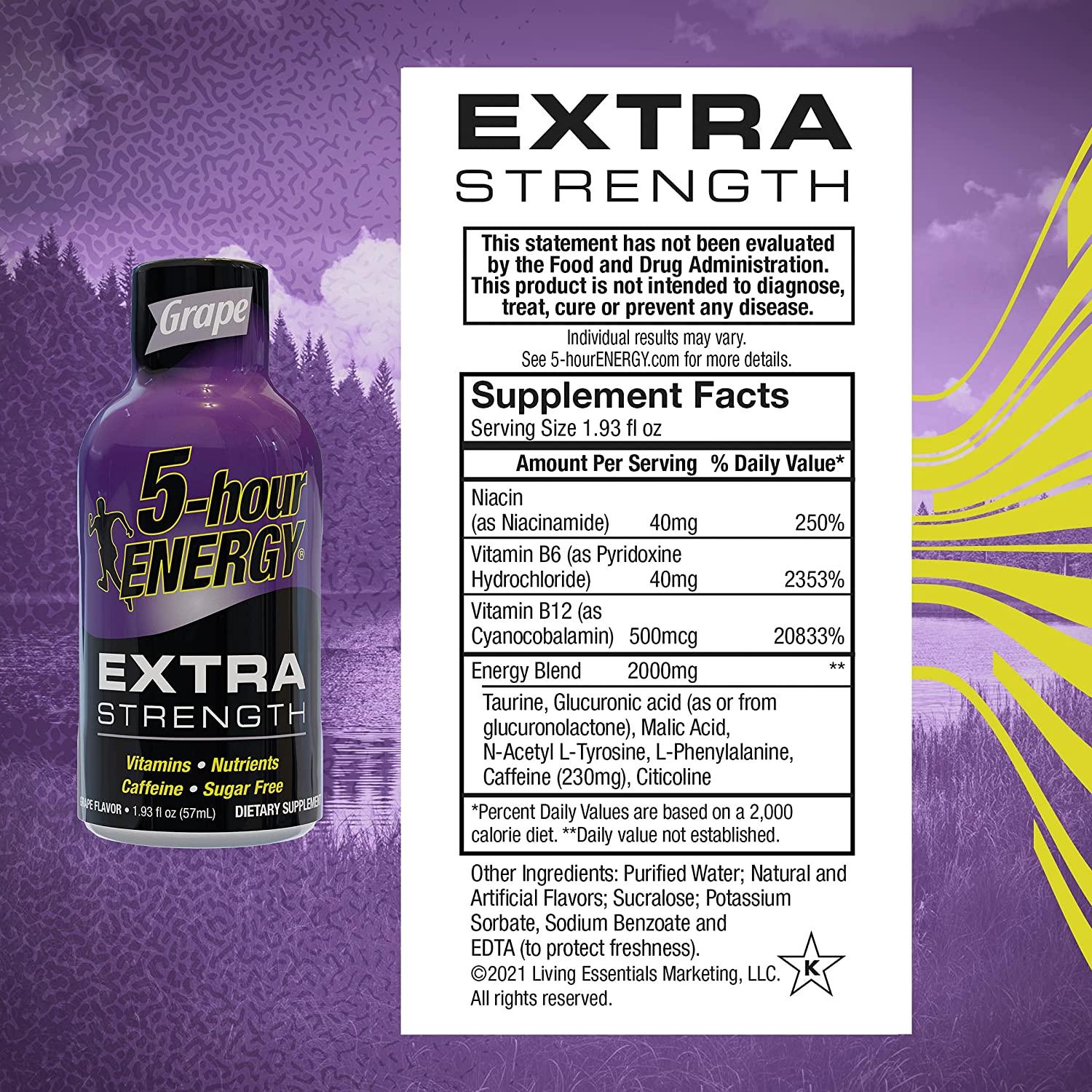 5-Hour ENERGY Shots Extra Strength Grape Flavor - 30 Count | Energy ...
