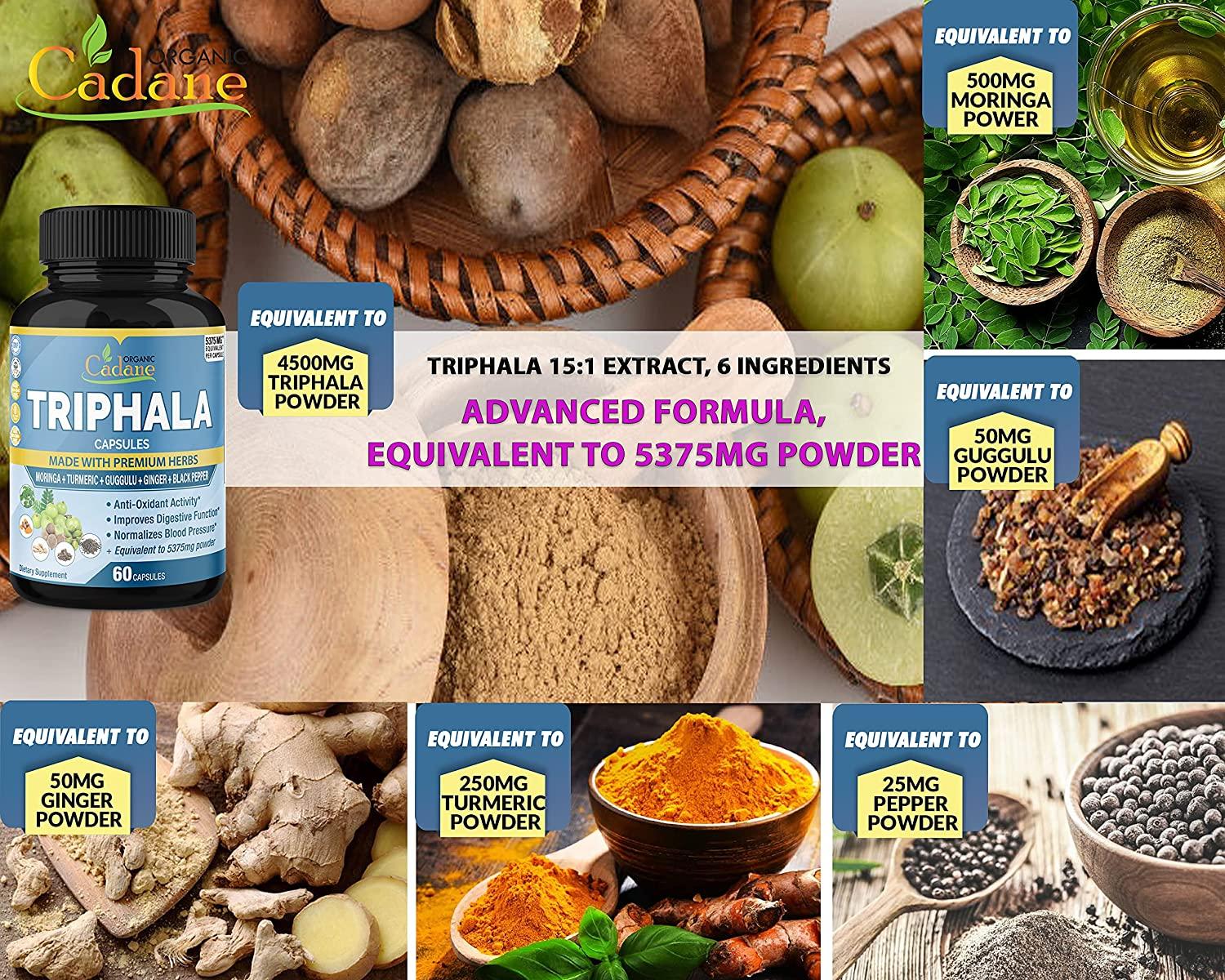Organic Triphala Extract Capsules with Turmeric, Guggulu, Ginger & More ...