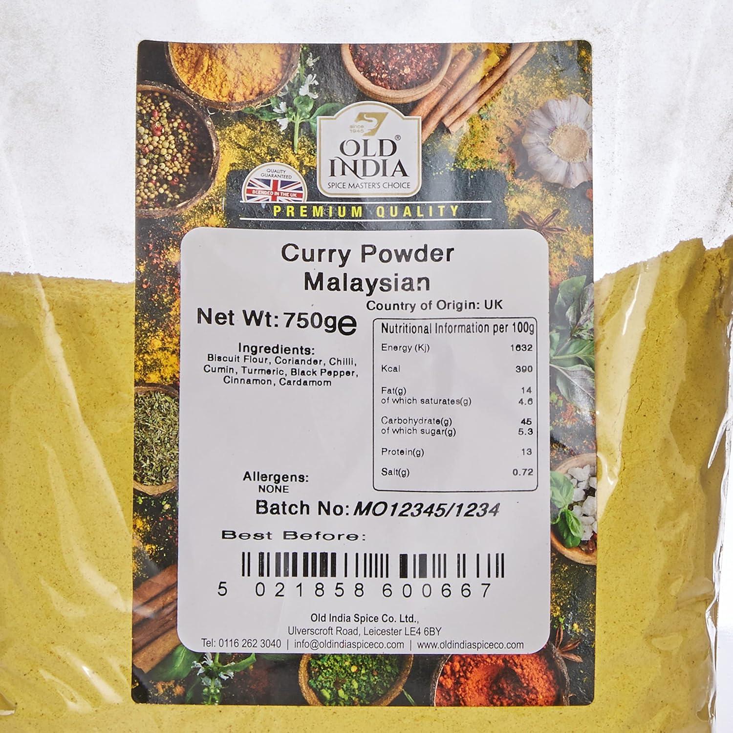 Old India Malaysian Curry Powder 750g - Authentic Blend for Exotic ...