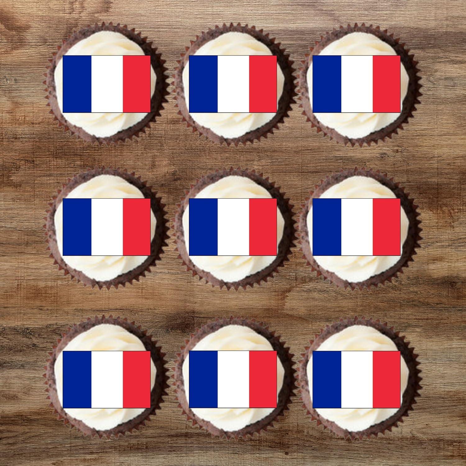 50 French Flag Cupcake Toppers France Flags Edible French Flags Flags ...