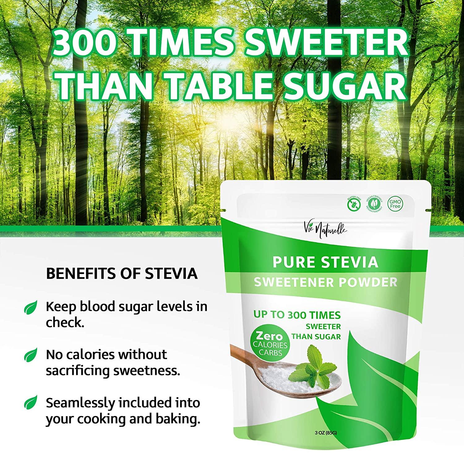Pure Stevia Powder Extract Sweetener - Zero Calorie Sugar Substitute ...