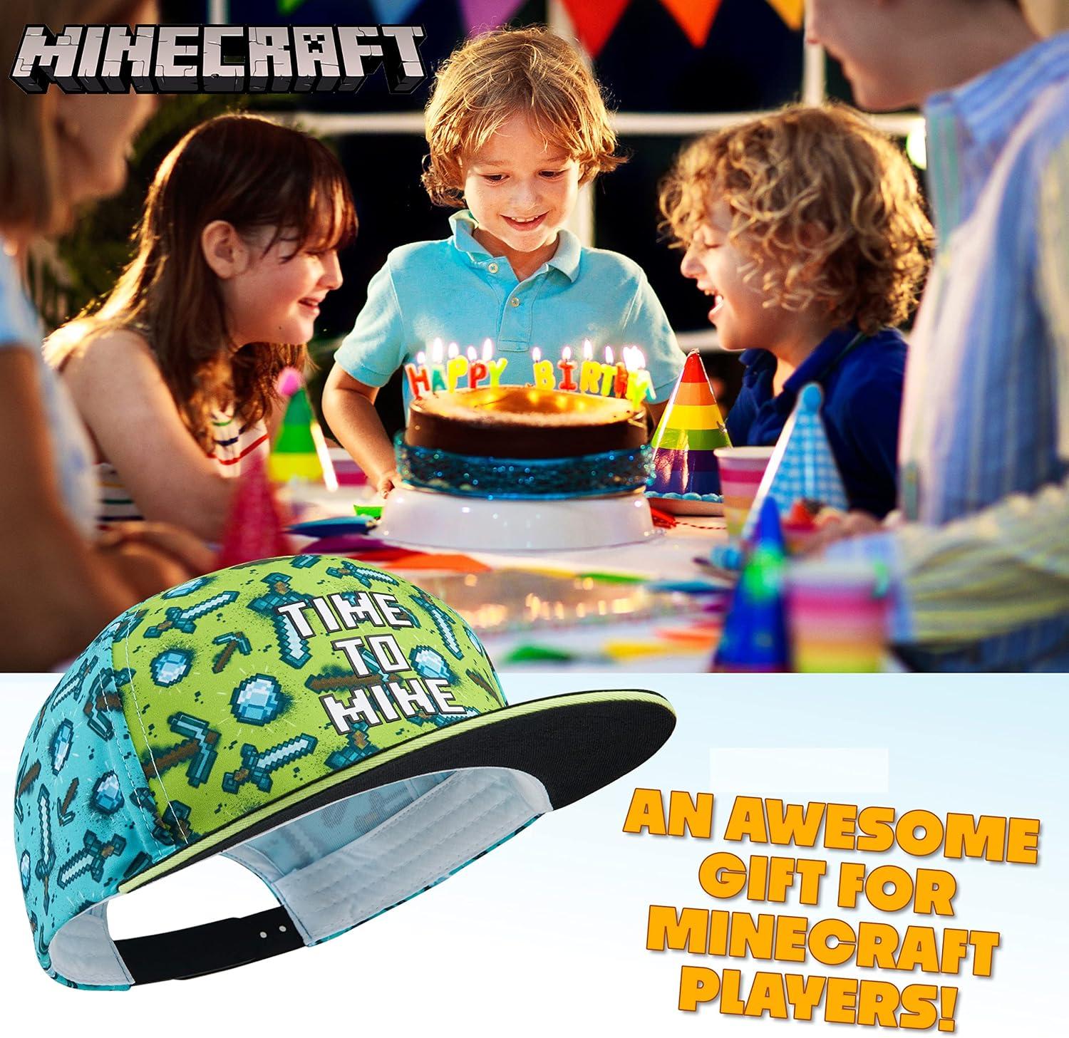 Trendy Minecraft Baseball Cap Snapback for Kids - Ideal Green/Blue ...