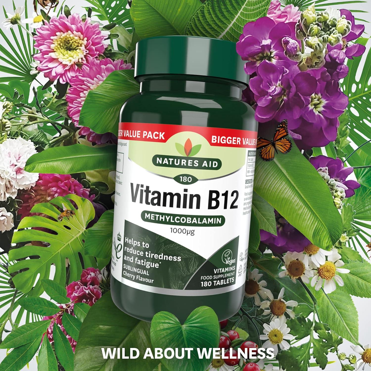 Natures Aid Vitamin B12 Methylcobalamin Cherry Flavour 180 Tablets ...