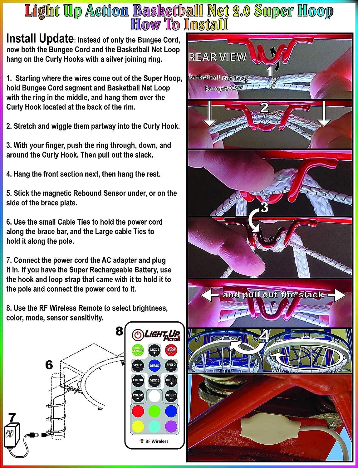 Light Up Action Super Hoop 2.0 - Neon Basketball Goal with Rebound ...