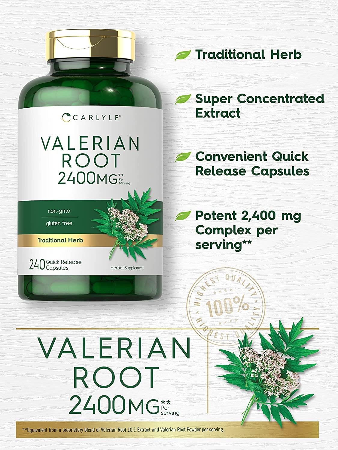 Carlyle Valerian Root Capsules 240 Pills - High Potency Non-GMO Gluten ...