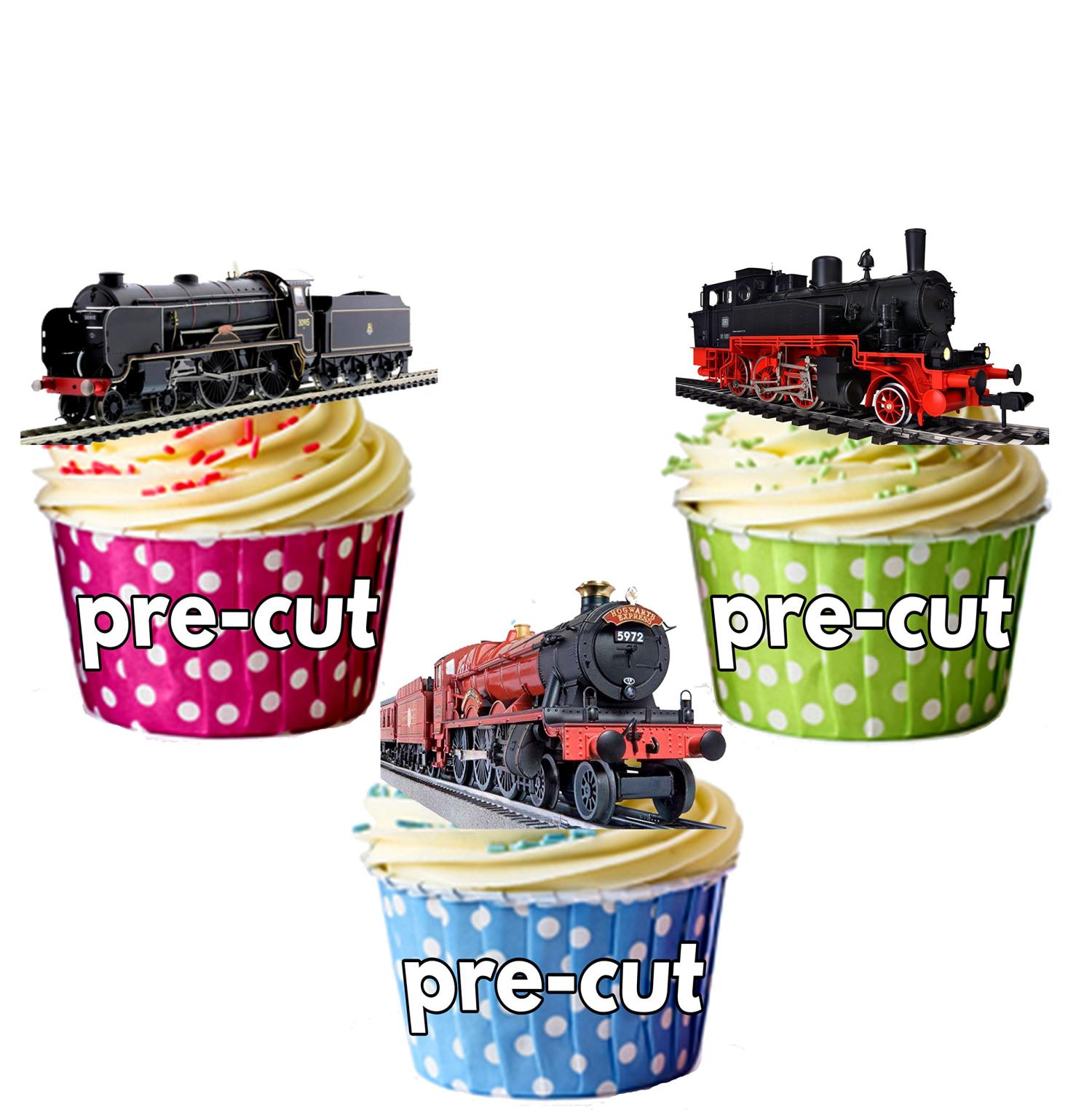 AK Giftshop Vintage Steam Engine Train Mix 3 Cake Decorations - 12 ...
