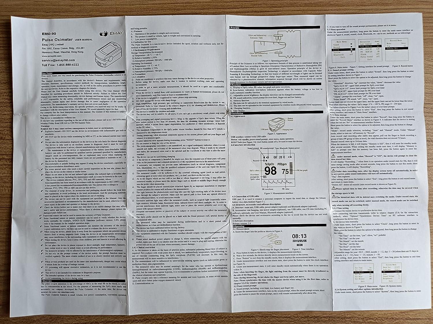 EMAY Sleep Oxygen Monitor with PC Software & App | Bluetooth Pulse ...