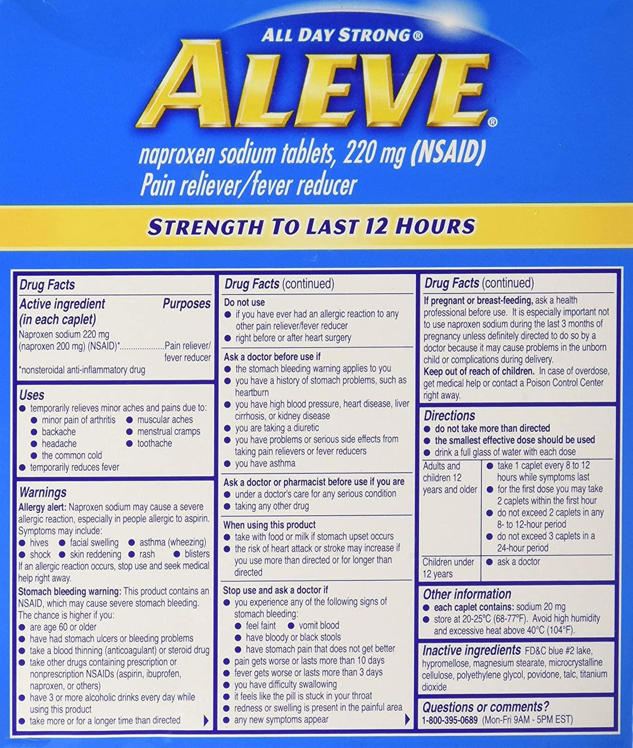 Aleve 1 Caplet Packet - Box of 48 Individual Sealed Packets | Buy Now ...