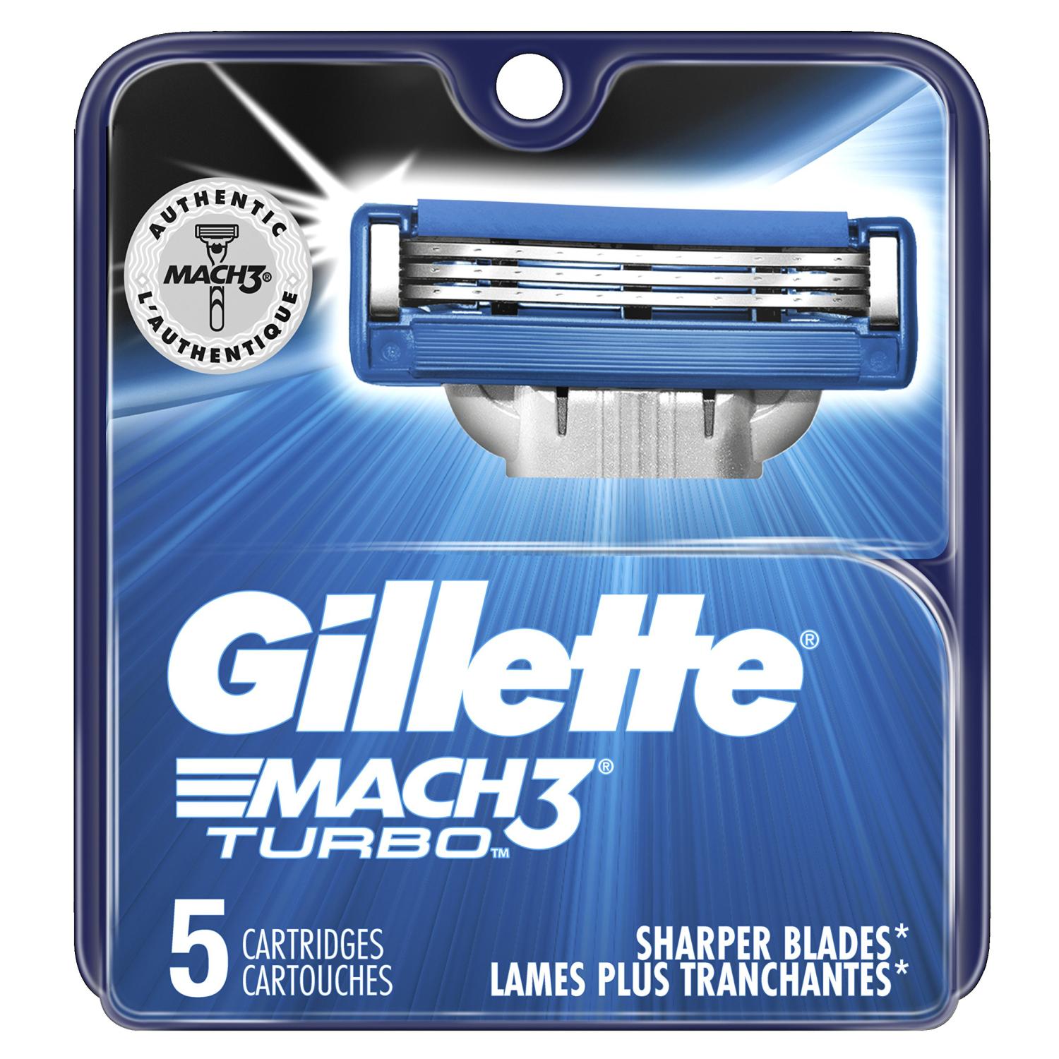 Gillette Mach3 Turbo 5 Ct - Fast, Smooth Shave (Packaging May Vary ...