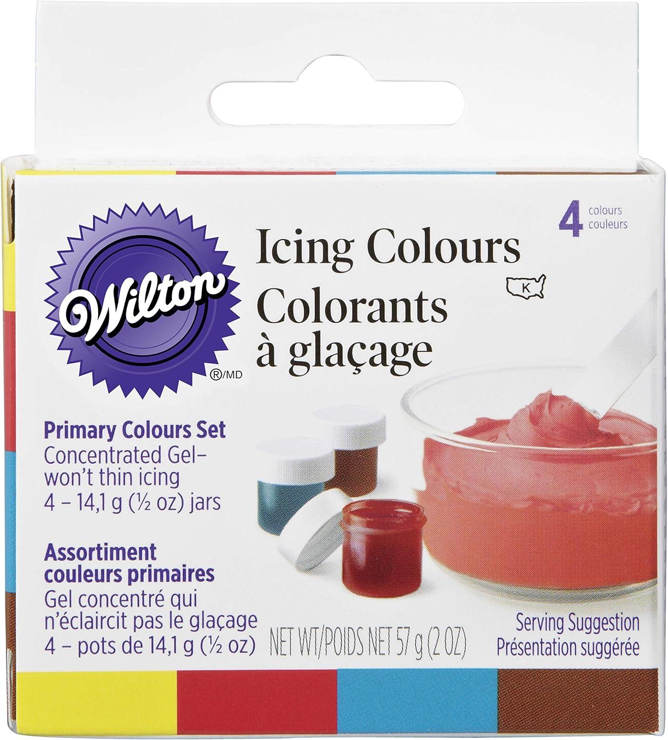Wilton 4 Colour Icing Gel Set Primary Colours 14.1g (0.5oz) jars 4 ...