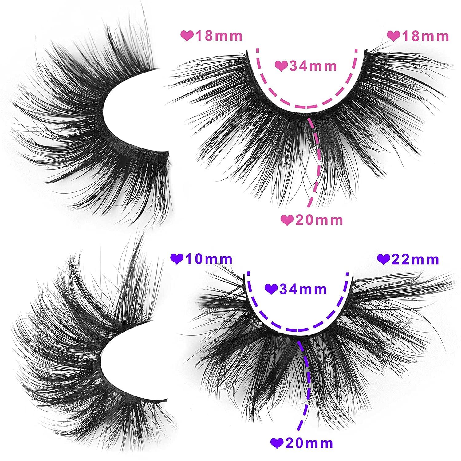 Goddvenus 20MM Faux Mink Eyelashes Pack - 24 Pairs Long Thick Fluffy 3D ...