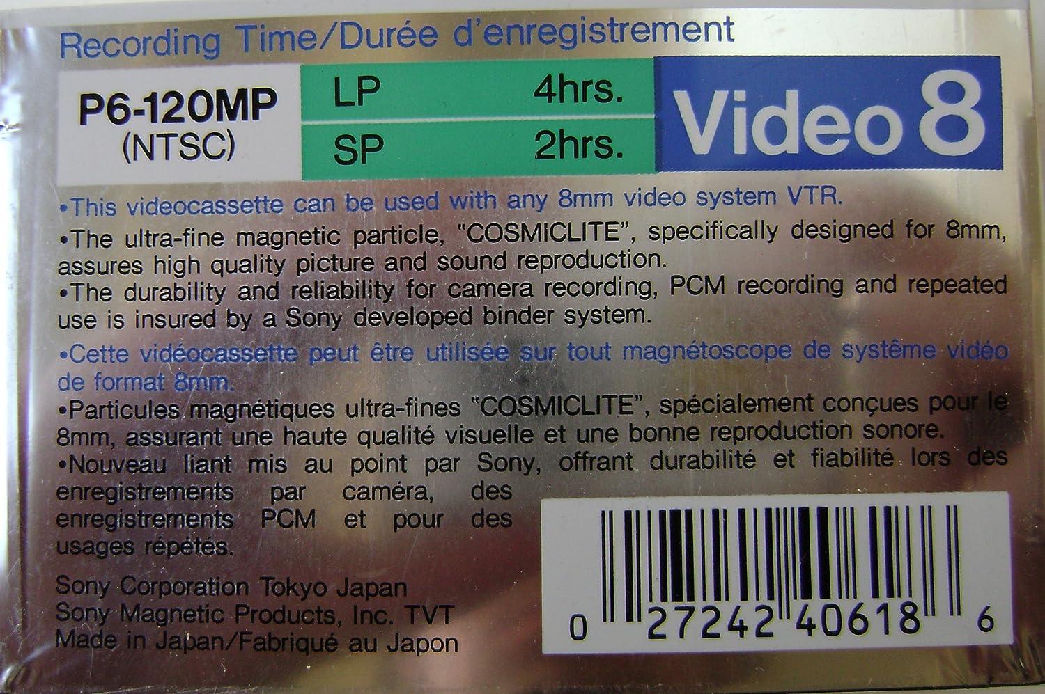 Sony 120 Metal MP 8mm Video Cassette Tape - 106 Meters NTSC | Buy Now ...