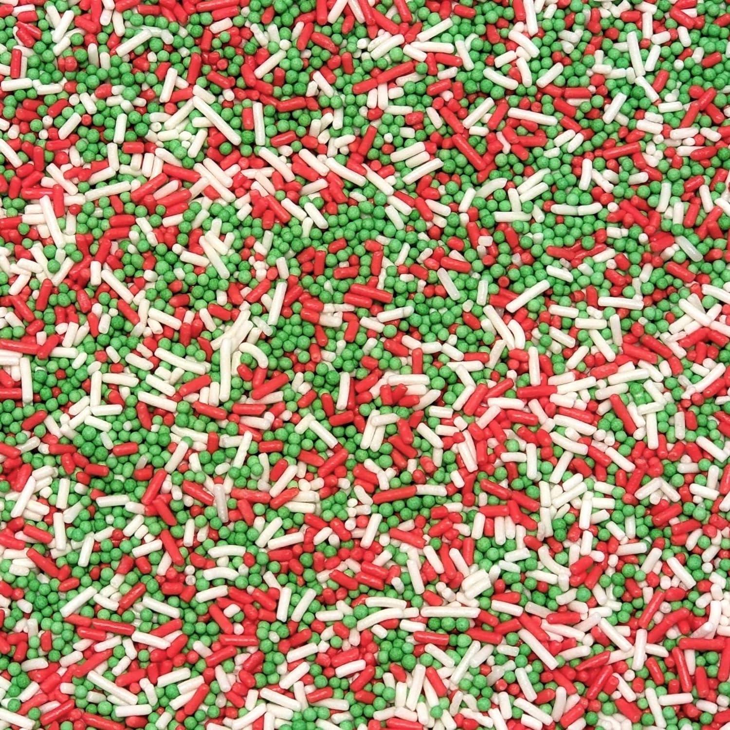 Christmas Mixed Sprinkles - 100g of Red White & Green Cake Sprinkles ...