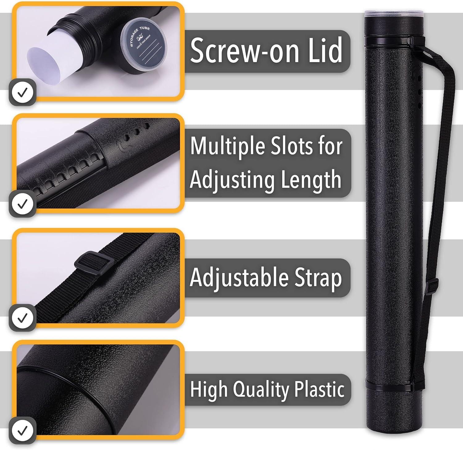 Mr. Pen Black Extendable Poster Tube with Strap - Telescoping Art ...