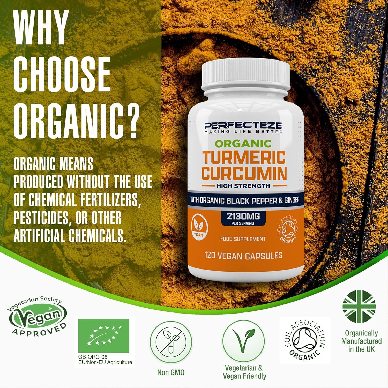 Organic Turmeric Curcumin High Strength with Black Pepper & Ginger ...