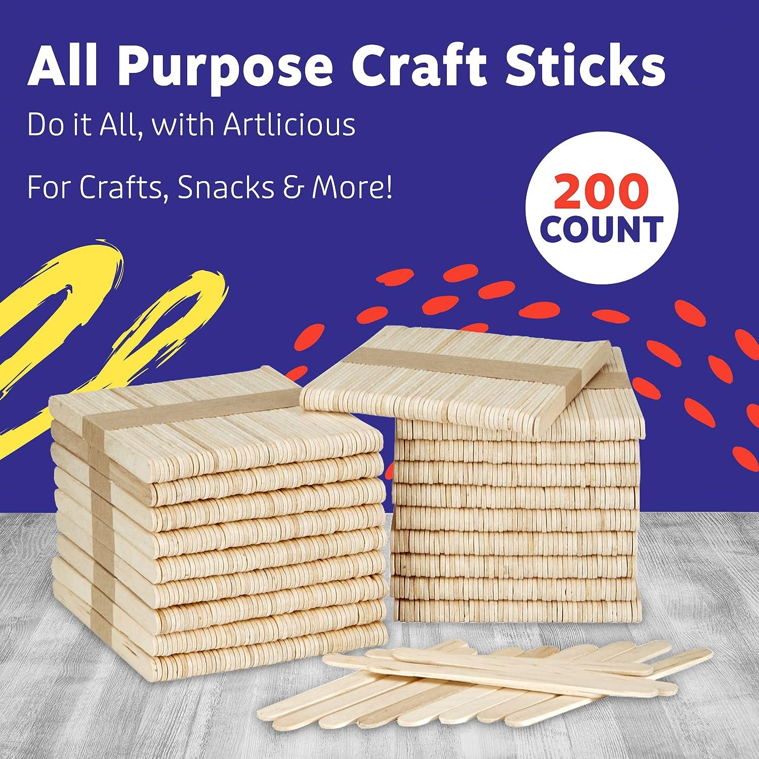 200 Pcs 4.5 Natural Wood Popsicle Sticks for Crafts, Food & Ice Cream ...
